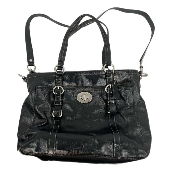 Coach | Bags | Coach Black Patent Leather Shoulder Bag Classic Medium ...